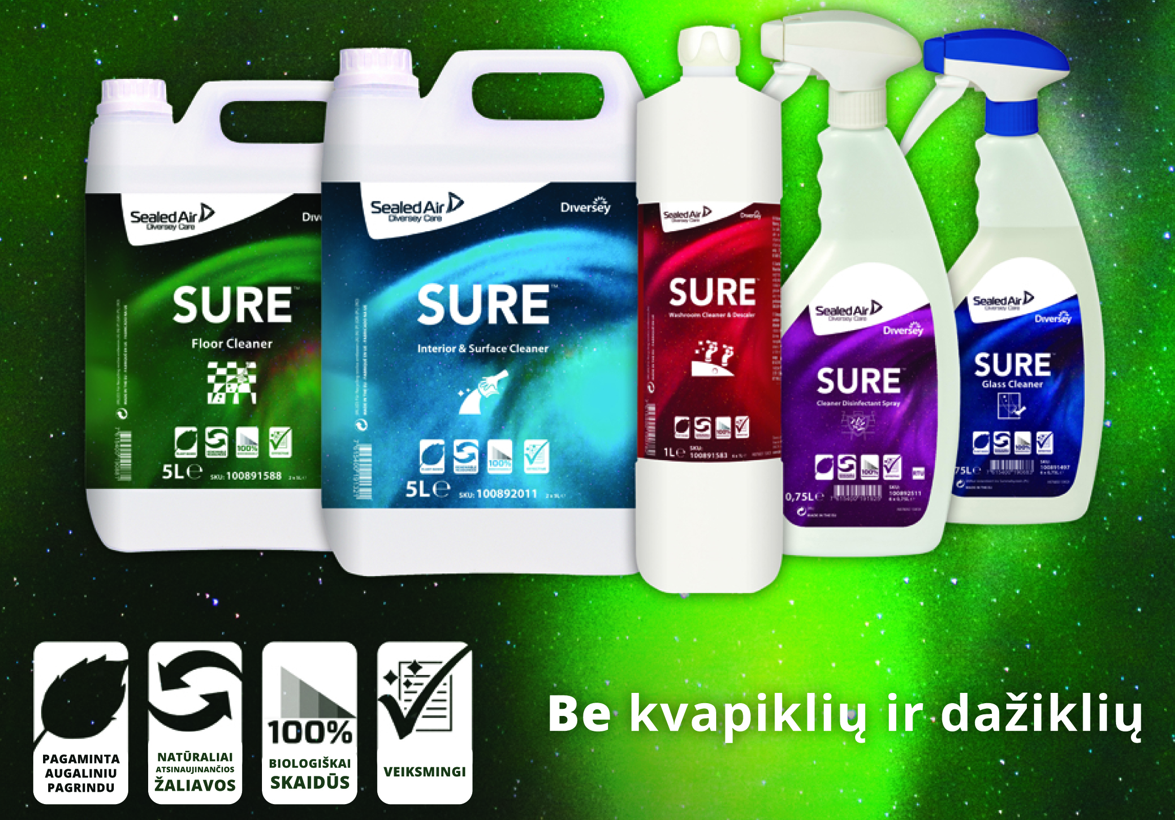 SURE - ekologiškos valymo priemonės kasdieniniam valymui | manjana.lt